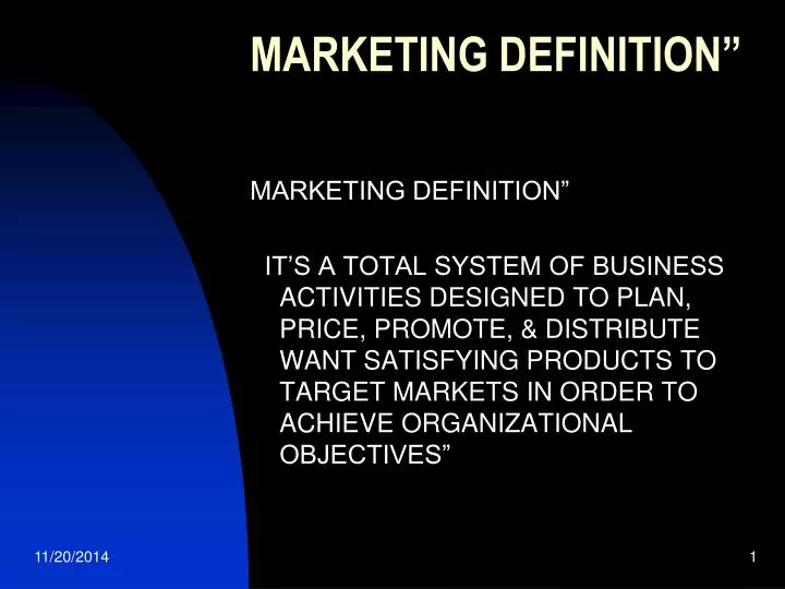 PPT - MARKETING DEFINITION” PowerPoint Presentation, free download - ID ...