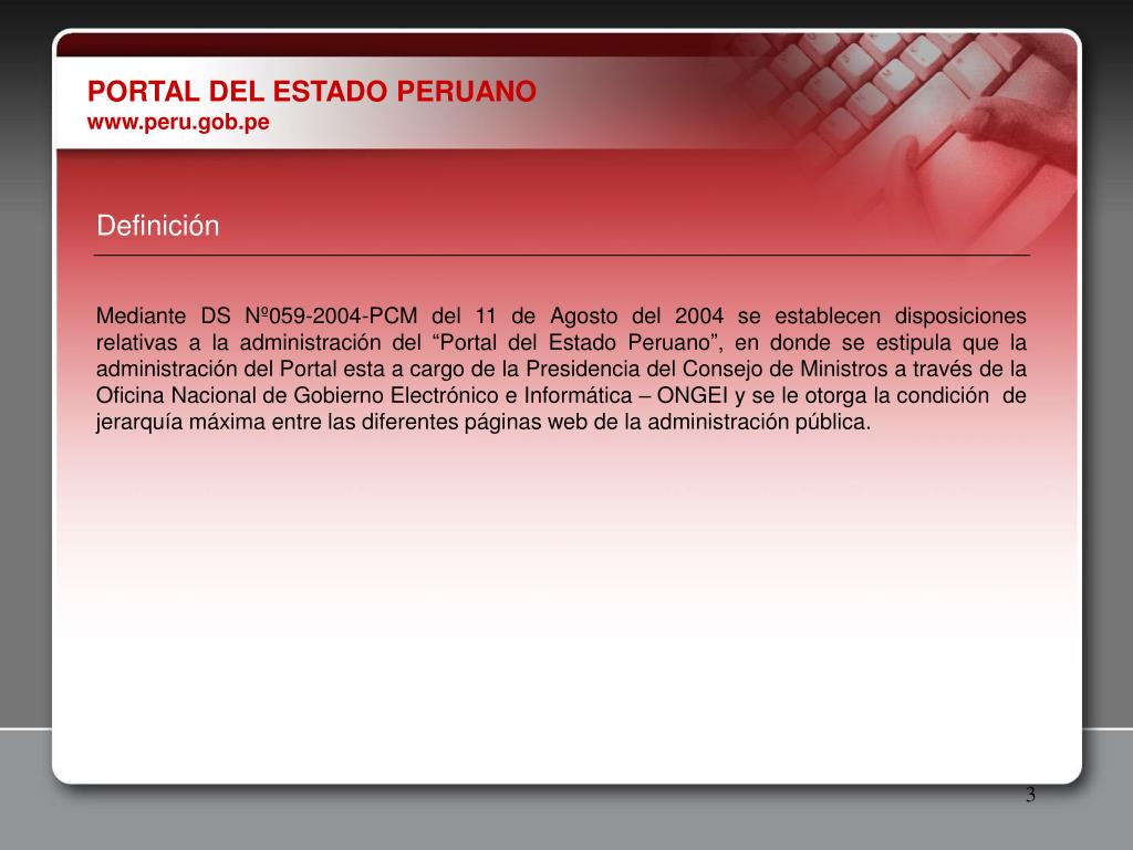 PPT - PORTAL DEL ESTADO PERUANO Ing. César Vilchez Inga ONGEI - PCM ...