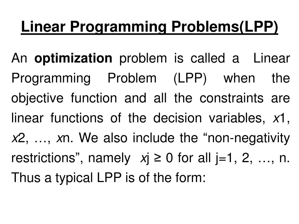 PPT Linear Programming Problem PowerPoint Presentation Free Download 