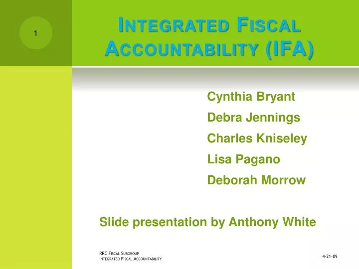 PPT - Integrated Fiscal Accountability (IFA) PowerPoint Presentation ...