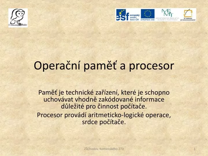 PPT - Operační paměť a procesor PowerPoint Presentation, free download ...