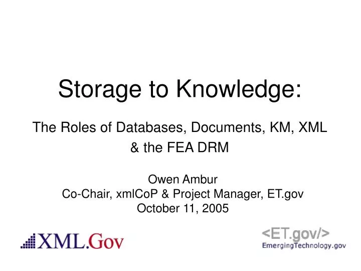 PPT - Storage to Knowledge: PowerPoint Presentation, free download - ID ...