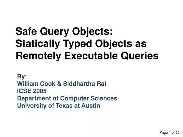 Ppt Safe Query Objects Statically Typed Objects As Remotely Executable Queries Powerpoint 1478