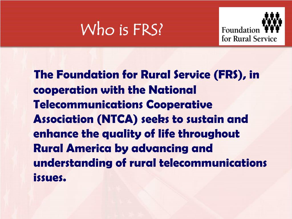 PPT - The Foundation for Rural Service (FRS) Youth Tour June 1-5, 2013 ...