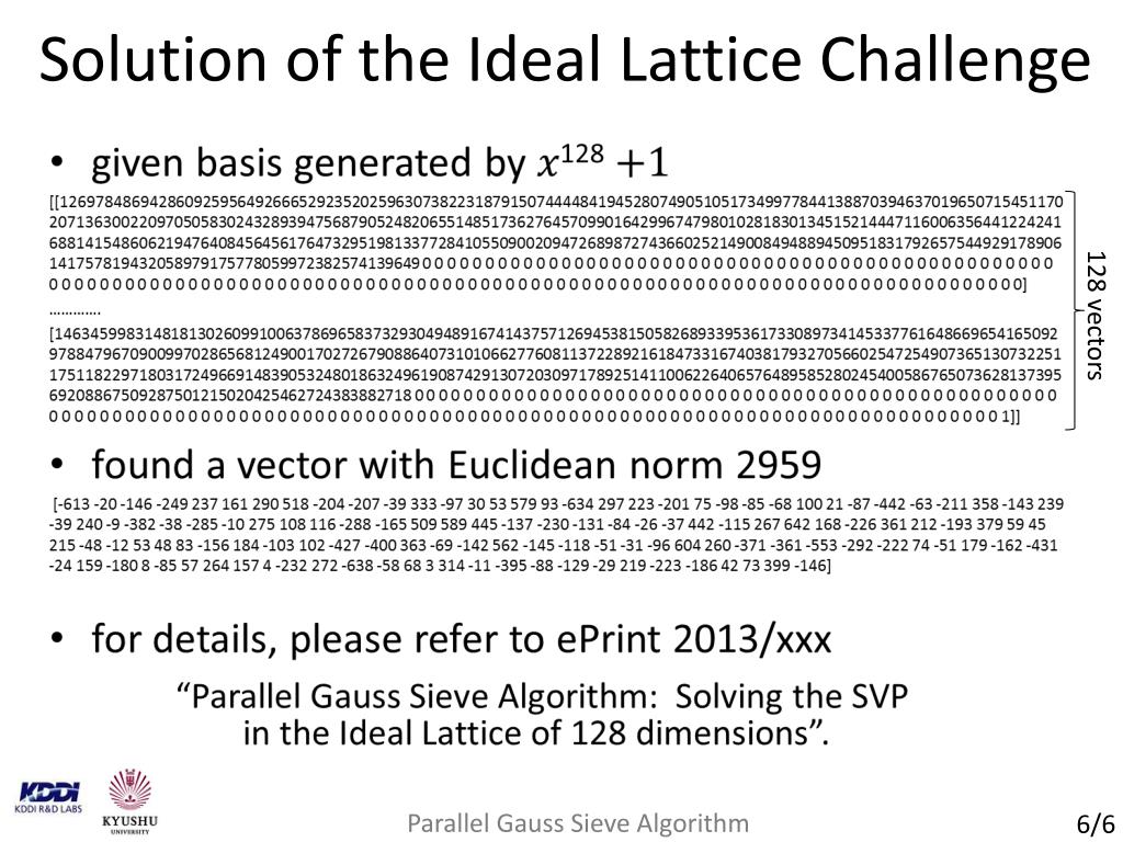 Ppt Parallel Gauss Sieve Algorithm Solving The Svp In The Ideal Lattice Of 128 Dimensions 7919