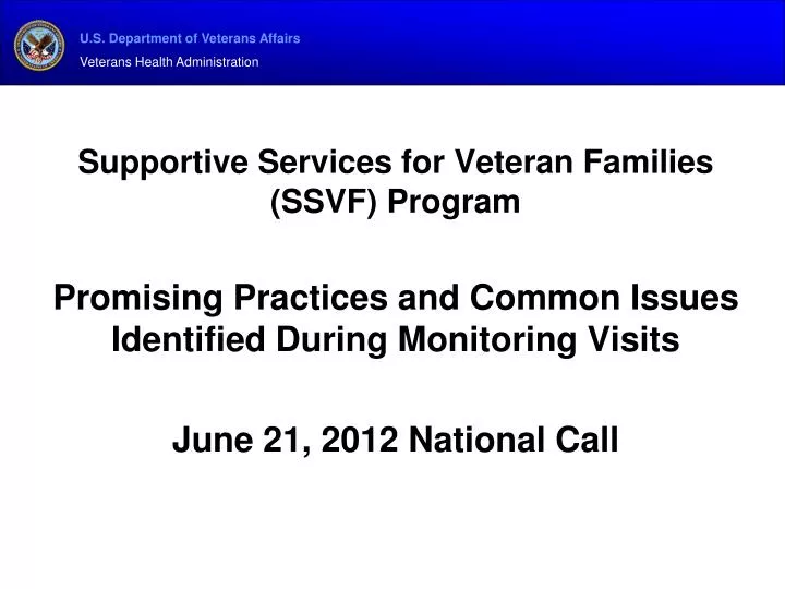 PPT - Supportive Services for Veteran Families (SSVF) Program ...