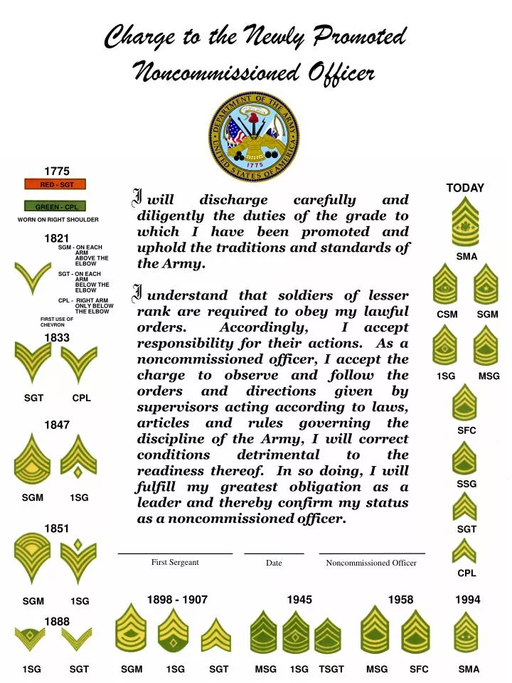 PPT - Charge to the Newly Promoted Noncommissioned Officer PowerPoint ...