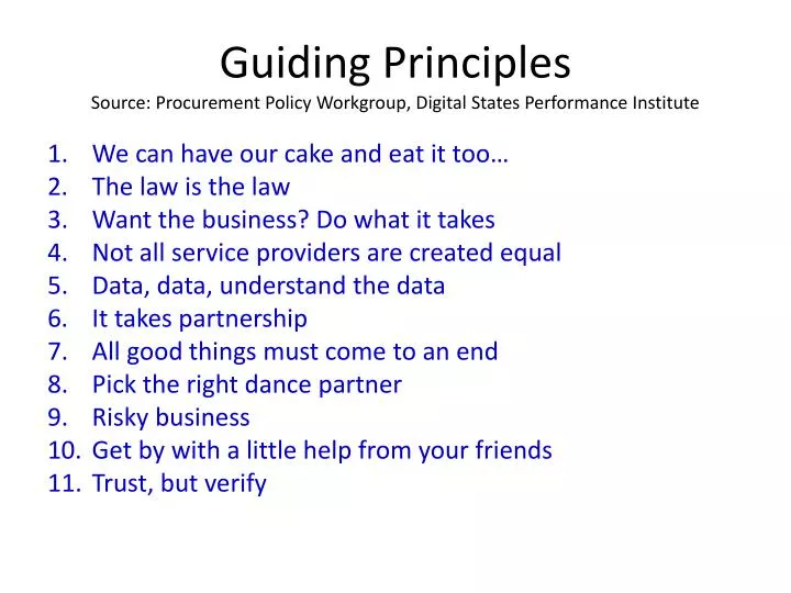 PPT - Guiding Principles Source: Procurement Policy Workgroup, Digital ...