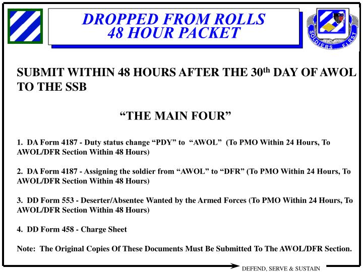 PPT - Instructor: SGT Carman NCOIC AWOL/DFR 3d SSB PowerPoint ...