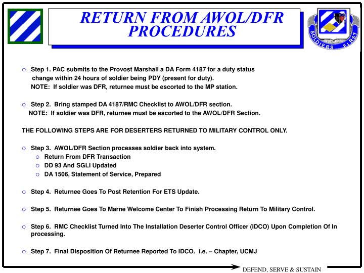 PPT - Instructor: SGT Carman NCOIC AWOL/DFR 3d SSB PowerPoint ...