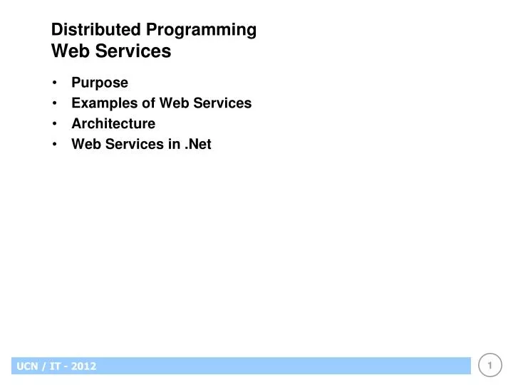 PPT - Distributed Programming Web Services PowerPoint Presentation ...