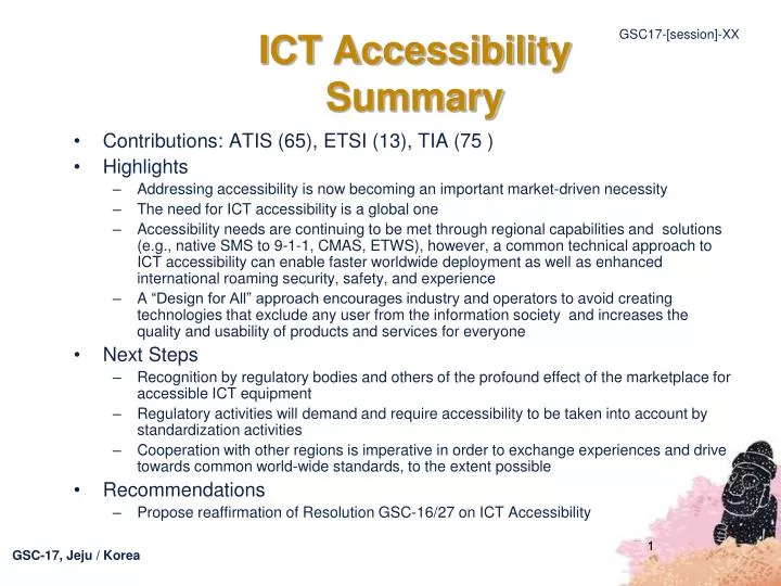 PPT - ICT Accessibility Summary PowerPoint Presentation, free download ...
