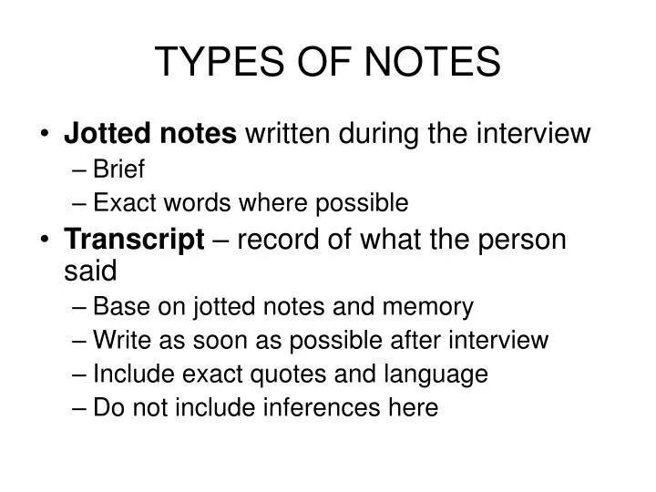 PPT - TYPES OF NOTES PowerPoint Presentation, free download - ID:6881341