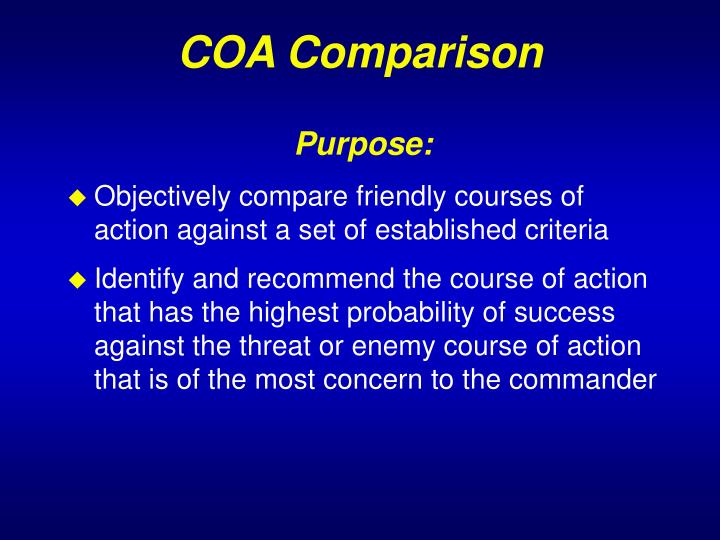PPT - Course of Action Comparison PowerPoint Presentation - ID:6881361