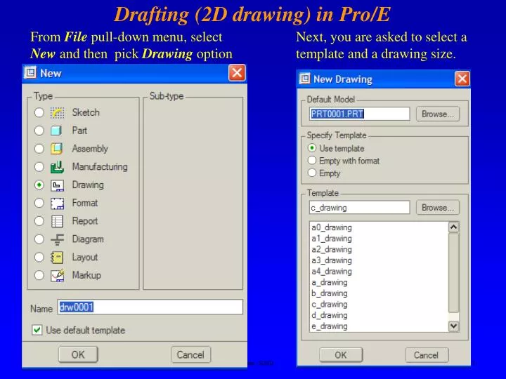 PPT - Drafting (2D drawing) in Pro/E PowerPoint Presentation, free ...