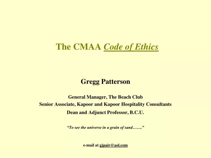 PPT - The CMAA Code of Ethics PowerPoint Presentation, free download ...