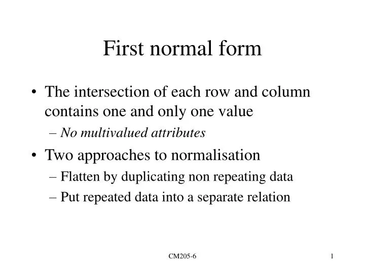 PPT - First normal form PowerPoint Presentation, free download - ID:6882655