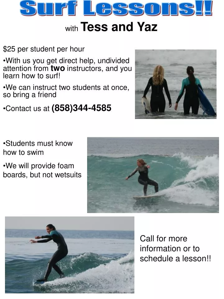 PPT - Surf Lessons!! PowerPoint Presentation, free download - ID:6882835