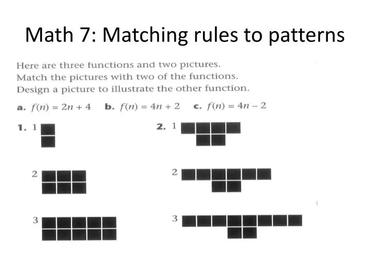 PPT - Math 7: Matching rules to patterns PowerPoint Presentation, free ...