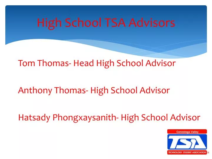 PPT - High School TSA Advisors PowerPoint Presentation, free download ...