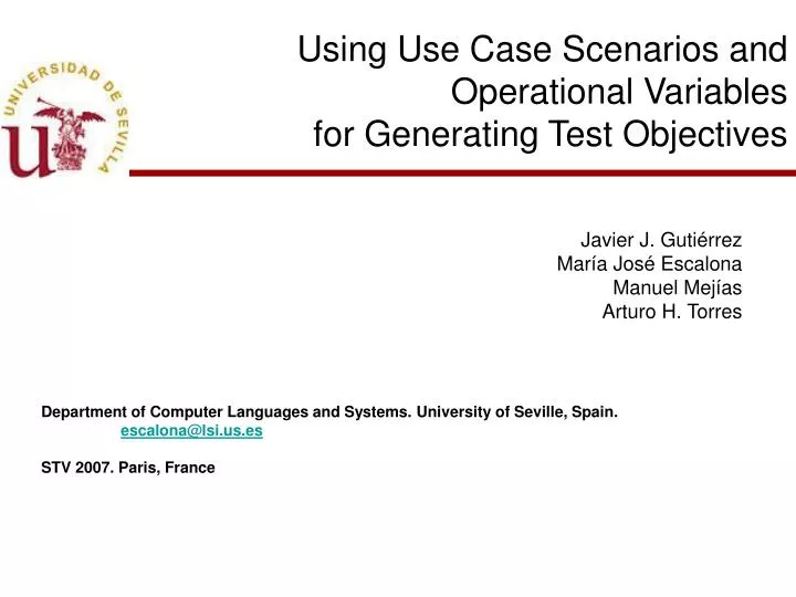 Ppt Using Use Case Scenarios And Operational Variables For Generating Test Objectives