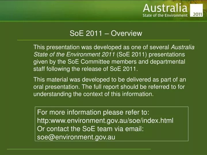 PPT - SoE 2011 – Overview PowerPoint Presentation, free download - ID:6886558