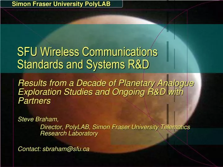 PPT - SFU Wireless Communications Standards and Systems R&D PowerPoint ...