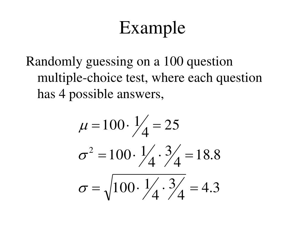 Ppt Mean Variance And Standard Deviation For The Binomial
