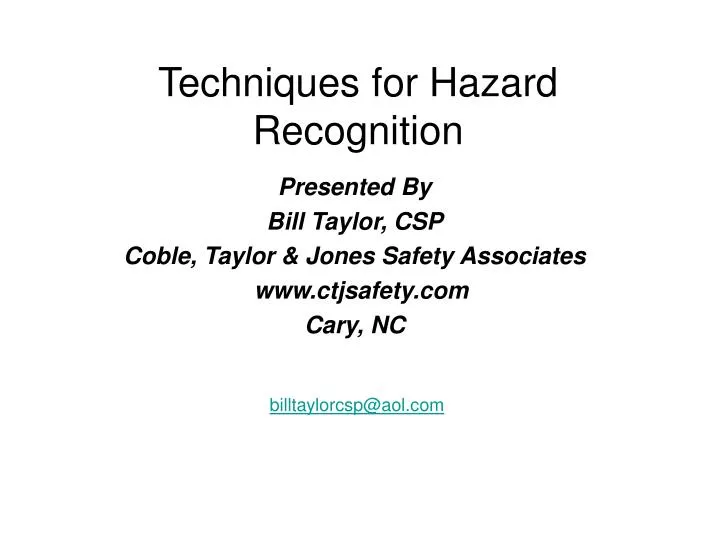 PPT - Techniques for Hazard Recognition PowerPoint Presentation, free ...