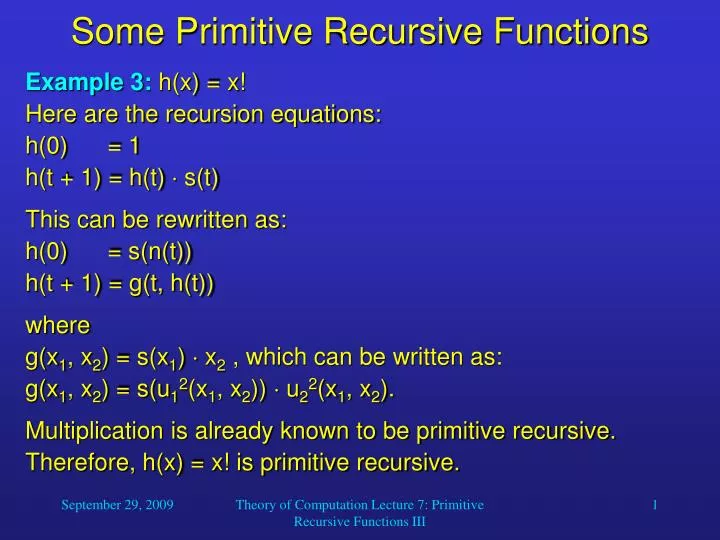 PPT - Some Primitive Recursive Functions PowerPoint Presentation, free download - ID:6890015