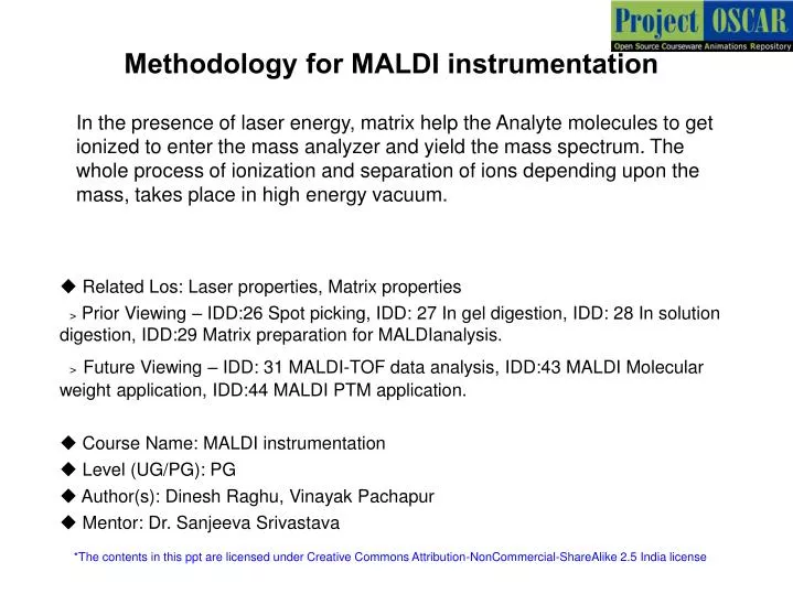 PPT - Methodology for MALDI instrumentation PowerPoint Presentation ...