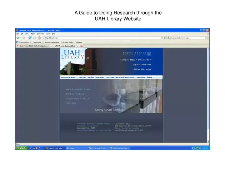 PPT - A Guide to Doing Research through the UAH Library Website ...