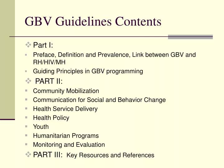 PPT - GBV Guidelines Contents PowerPoint Presentation, free download ...