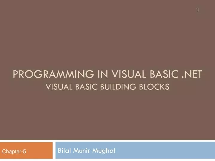 PPT - Programming in visual basic Visual Basic Building Blocks ...