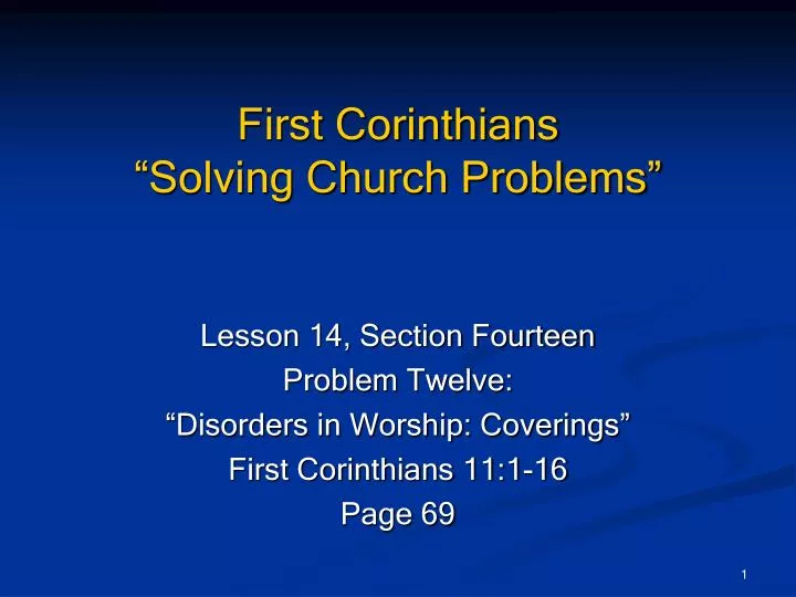 PPT - First Corinthians “Solving Church Problems” PowerPoint ...