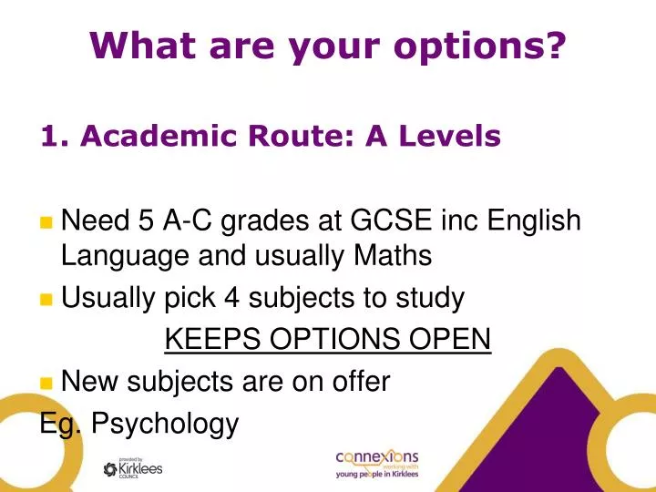 PPT - What are your options? PowerPoint Presentation, free download ...