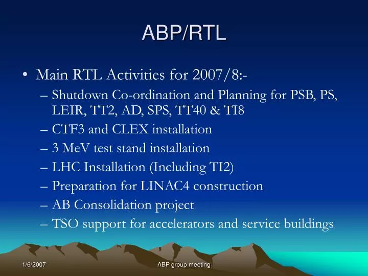 PPT - ABP/RTL PowerPoint Presentation, free download - ID:6893161