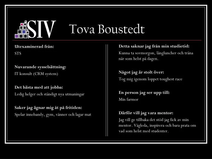 PPT - Tova Boustedt PowerPoint Presentation, free download - ID:6893477