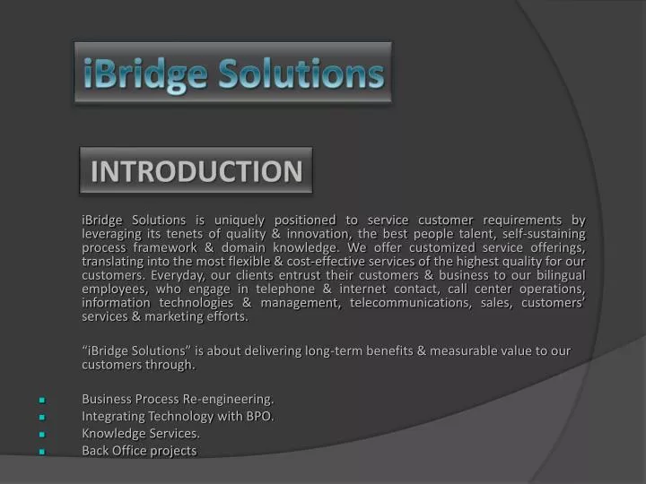 PPT - iBridge Solutions PowerPoint Presentation, free download - ID:6893518