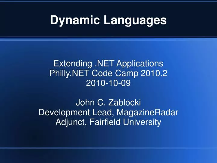 Ppt Dynamic Languages Powerpoint Presentation Free Download Id 6895701