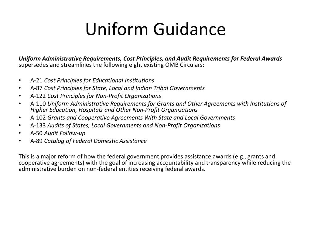 PPT - Procurement Leadership Council New Uniform Guidance Update ...