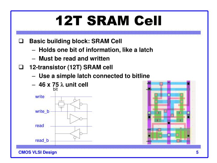PPT - Introduction to CMOS VLSI Design SRAM/DRAM PowerPoint ...
