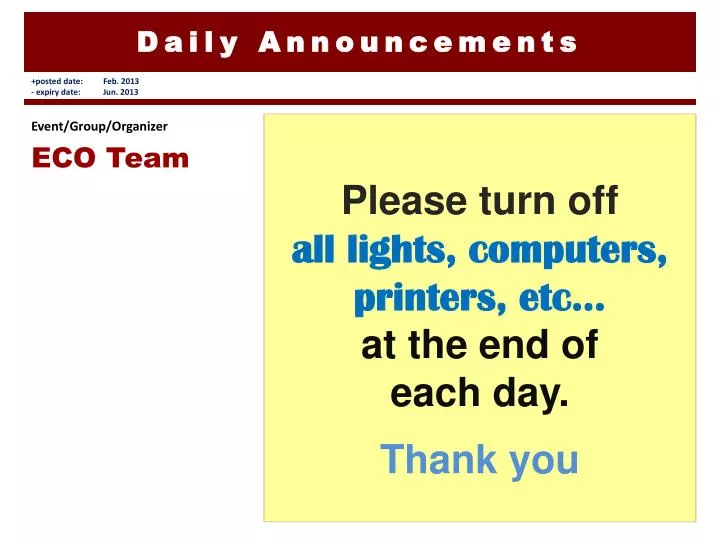 PPT - Daily Announcements PowerPoint Presentation, free download - ID ...