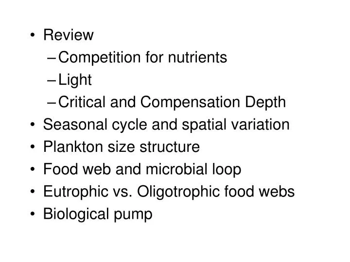 PPT - Review Competition for nutrients Light Critical and Compensation ...