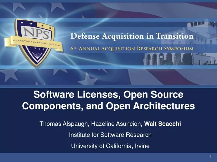 PPT - Software Licenses, Open Source Components, and Open Architectures ...
