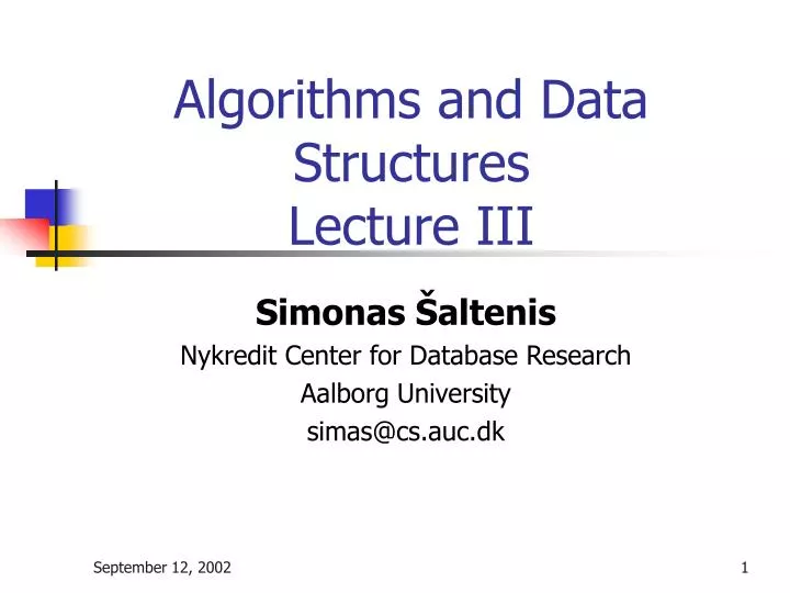 Ppt Algorithms And Data Structures Lecture Iii Powerpoint