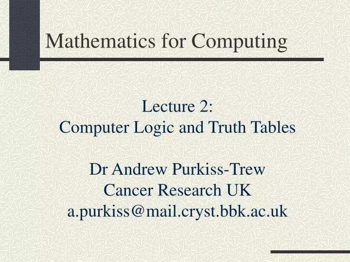 Ppt Mathematics For Computing Powerpoint Presentation Free Download