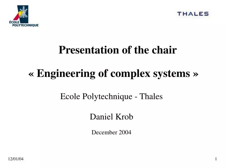 PPT - « Engineering of complex systems » PowerPoint Presentation, free ...