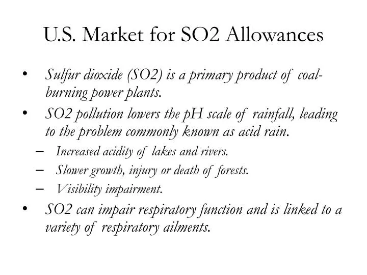 PPT - U.S. Market for SO2 Allowances PowerPoint Presentation, free ...
