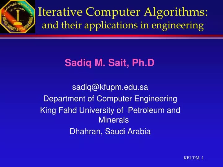 PPT - Iterative Computer Algorithms : and their applications in engineering PowerPoint ...